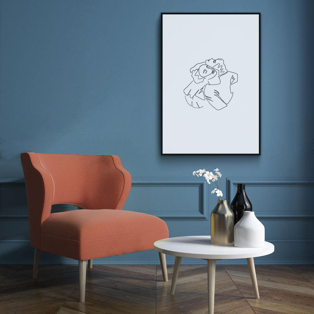 Back To Back line art poster kopen | Walljar.com